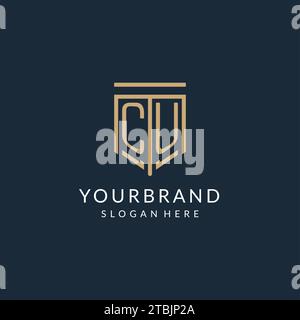 CU monogram with modern and luxury shield shape design vector graphic ...