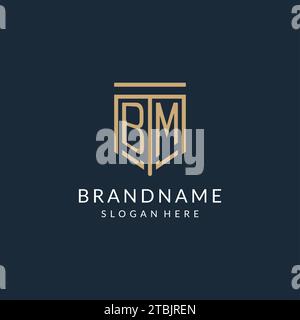 Initial BM logo design, Initial BM logo design with Shield style, Logo business branding Stock ...