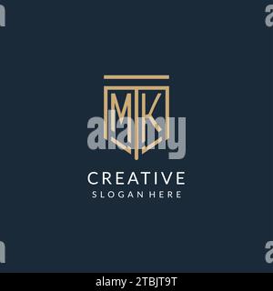 Initial MK shield logo luxury style, Creative company logo design ...