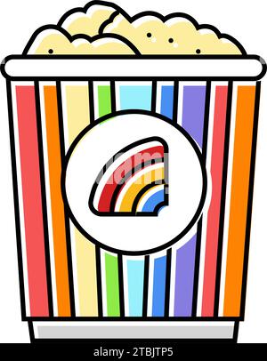 sweet rainbow popcorn food color icon vector illustration Stock Vector ...
