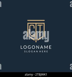 Initial CT shield logo luxury style, Creative company logo design ...
