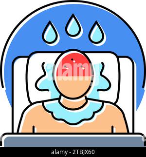 night sweats disease symptom color icon vector illustration Stock ...