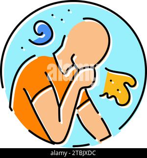 nausea vomiting disease symptom color icon vector. nausea vomiting ...