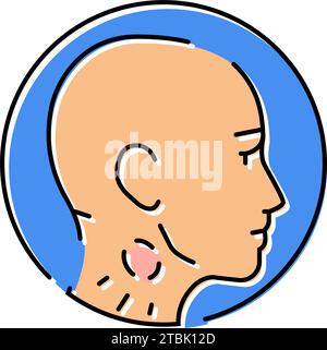 swollen tender glands disease symptom line icon vector illustration ...