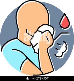 persistent cough blood disease symptom color icon vector illustration ...