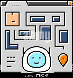ai routing autonomous delivery color icon vector illustration Stock ...
