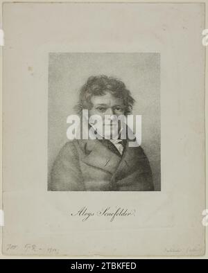 A portrait of Aloys Senefelder, the inventor of lithography, capturing ...