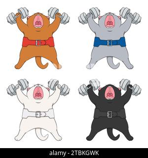 Strong cat. Power animal bodybuilder. Pet with big muscles. Emblem for ...