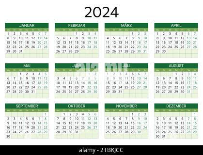 2024 german calendar. Printable, editable vector illustration for ...