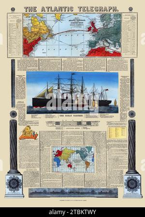 Map showing the Telegraph Communications of the World afforded by the ...