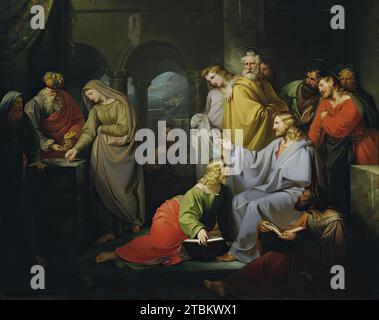 The Miser. Depiction of a rich man who has locked himself in a room ...