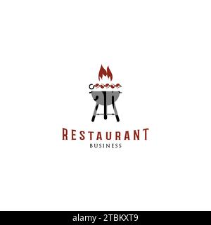 satay grill logo vector icon illustration design Stock Vector Image ...