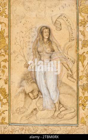 This 16th-century Mughal painting by Basawan depicts a European figure ...