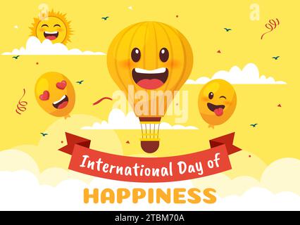 World Happiness Day Celebration Vector Illustration On March 20 ...