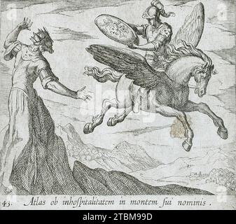 Perseus changing Atlas into a mountain with the head of Medusa works on ...