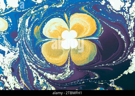 Abstract ebru cover art. Floral Ebru marbling texture background design ...