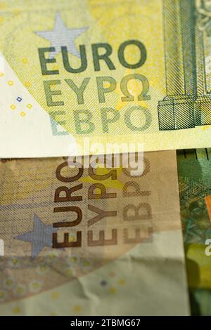 Background of euro bills. Fragment part of euro money Stock Photo - Alamy