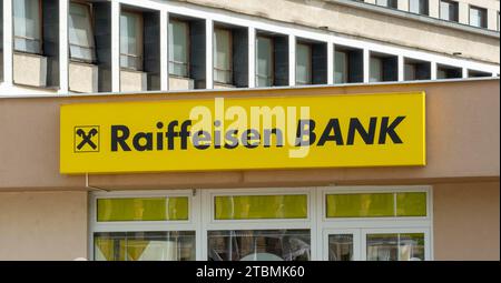 Ziar nad Hronom, Slovakia, June, 4, 2022 : The yellow banner of ...