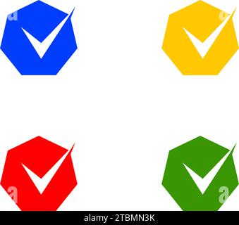 Modern hexagonal check mark symbol. Passing icon. Editable vector Stock ...