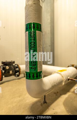 The interior of a mechanical room and a domestic potable water system ...