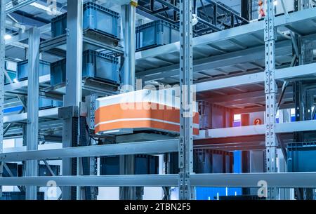 logistic warehouse storage facility with automated guided vehicles ...