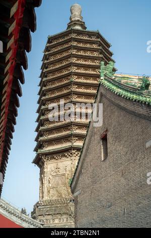 Brick and stone pagoda of the Tianning Temple in Beijing, China Stock ...