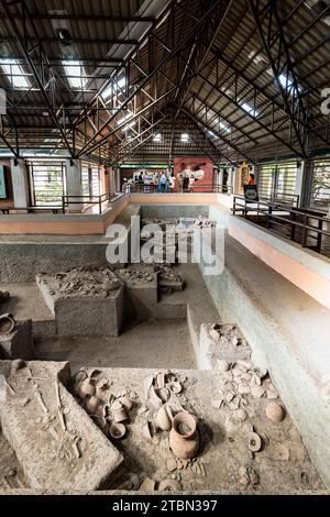 Ban Chiang national museum, Exhibition of excavation site, at Wat Pho ...