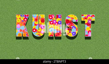 Illustration, lettering, german word Kunst, Art, with colored, colorful ...