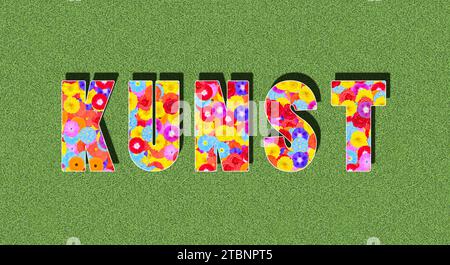 Illustration, lettering, german word Kunst, Art, with colored, colorful ...