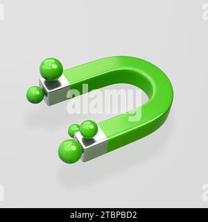 Simple Metal Magnet Isolated over White Background. Cartoon Minimalism Style. Technology Concept ...
