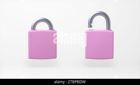 White Locked and Unlocked Padlocks Isolated Over Black Background ...