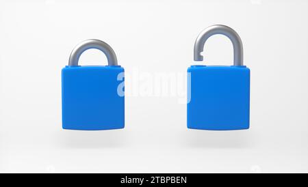 White Locked and Unlocked Padlocks Isolated Over Black Background ...