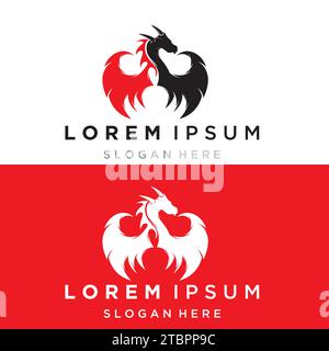 Dragon logo icons. Ancient mythical serpent symbol. Mythological beast ...