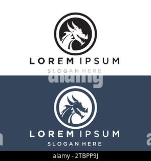 Dragon logo icons. Ancient mythical serpent symbol. Mythological beast ...