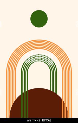 Geometric Rainbow Arches Background. Mid Century Modern Rainbow ...
