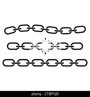 Set of chains, Broken chain graphic silhouette, Whole and curved ...