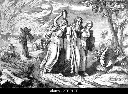 Illustration of The Escape of Lot and His Family from Sodom with the ...