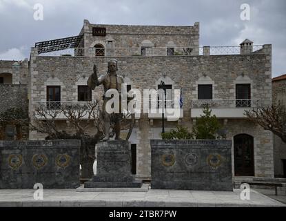 Statue of Petrobeis Mavromichalis in Areopoli, Greece, stands as a ...