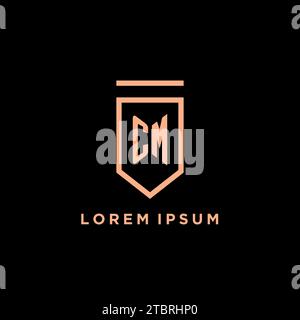 CM monogram initial logo with shield and crown style design ideas Stock ...