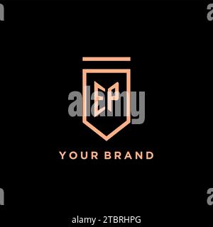 EP logo initial monogram with shield and sword design ideas Stock ...