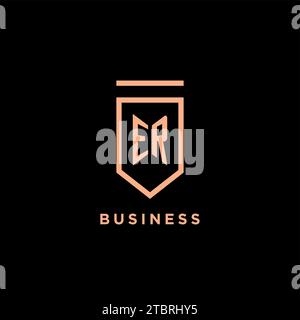 Initials ER shield logo design, creative monogram logo inspiration ...