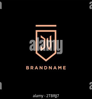 JV monogram initial logo with shield and crown style design ideas Stock ...
