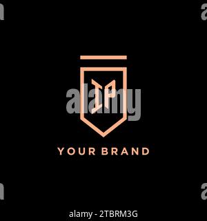 IP logo initial monogram with shield and sword design ideas Stock ...