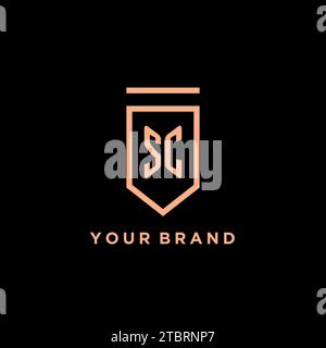 SC monogram logo initial with shield guard shape design ideas Stock Vector Image & Art - Alamy