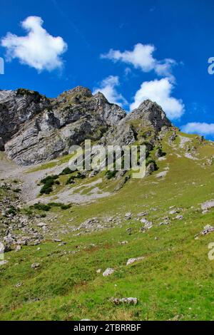 View from the Tortal towards Torscharte, in front of a white-blue sky ...