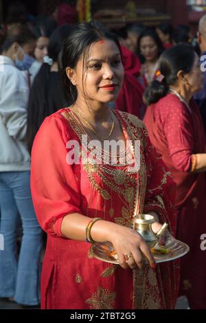 Nepal, Patan, Dashain festival, woman, festive dress Stock Photo - Alamy