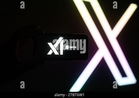 In this photo illustration, the xAI Grok logo is seen displayed on a ...