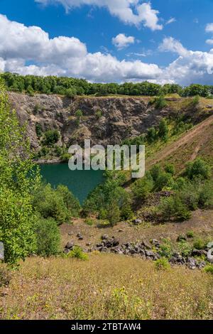 Former basalt quarry in the Schwarze Berge nature reserve near the ...