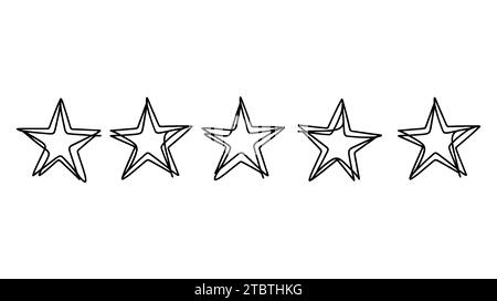 Hand draw doodle of five stars illustration in continuous line arts ...