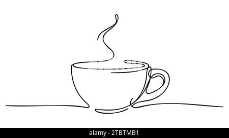 Teacup continuous line. One line tea cup. Vector illustration set Stock ...